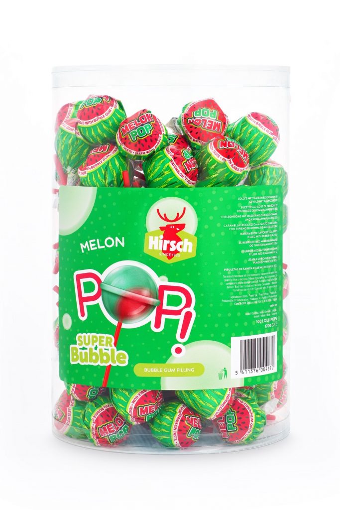Hirsch Super Bubble Lolly Melon (100 pcs.) - Five Star Trading Holland