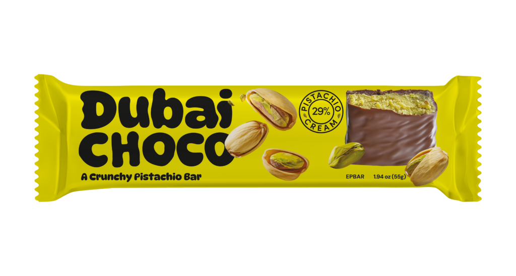 Dubai Choco Crunchy Pistachio Bar (55g) - Five Star Trading Holland