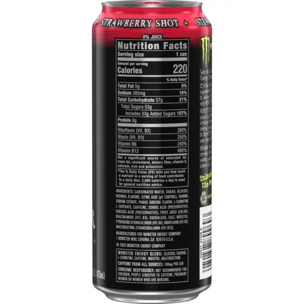 Monster Energy Strawberry Shot (24 x 0,473 Liter cans USA) - Five Star ...